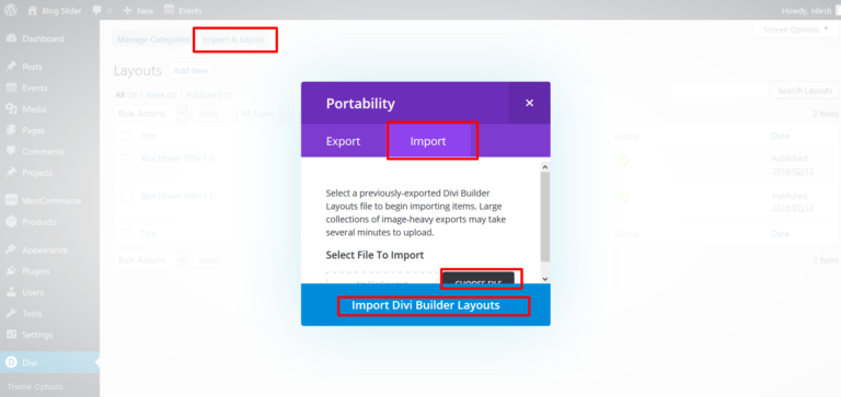How to import divi layout - Divi Professional