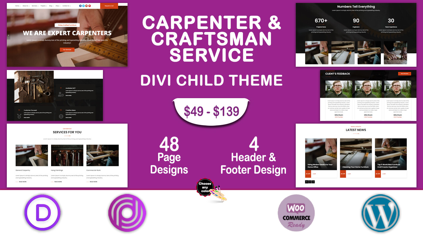 Divi Carpenter And Craftsman Service Child Theme - Divi Professional