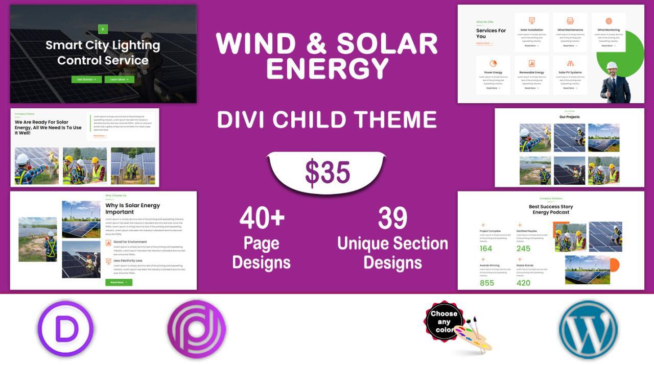 Divi Wind and Solar Energy Child Theme - Divi Professional