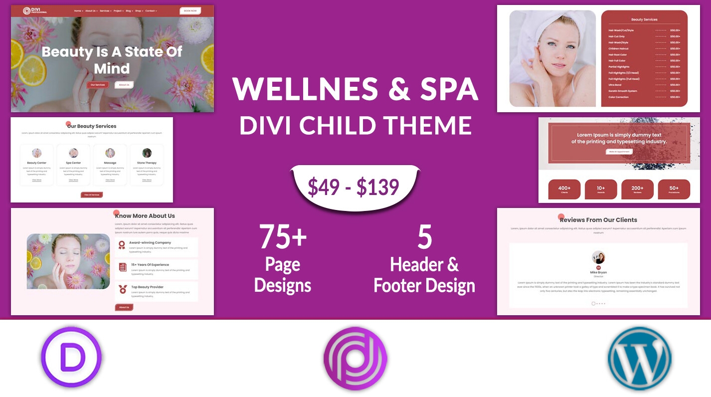 Divi Elegant Wellness And Spa Child Theme - Divi Professional