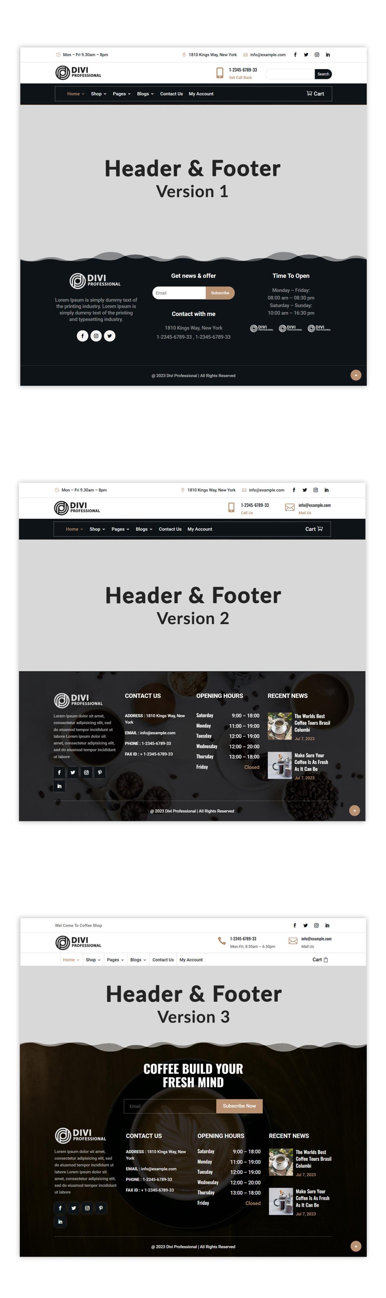 Divi Coffee Shop Theme - Divi Professional
