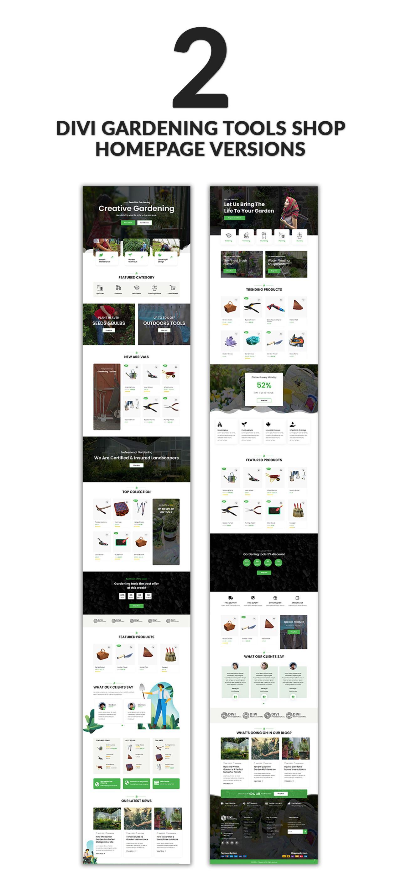 Divi Gardening Tools Shop Theme - Divi Professional
