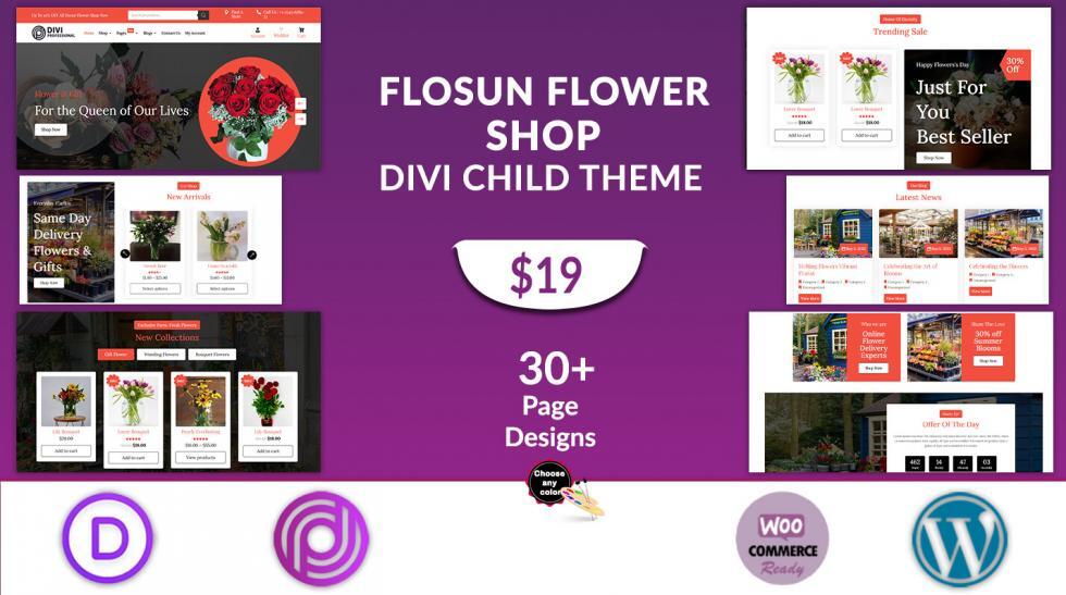 Divi Flower Shop WooCommerce Theme - Divi Professional