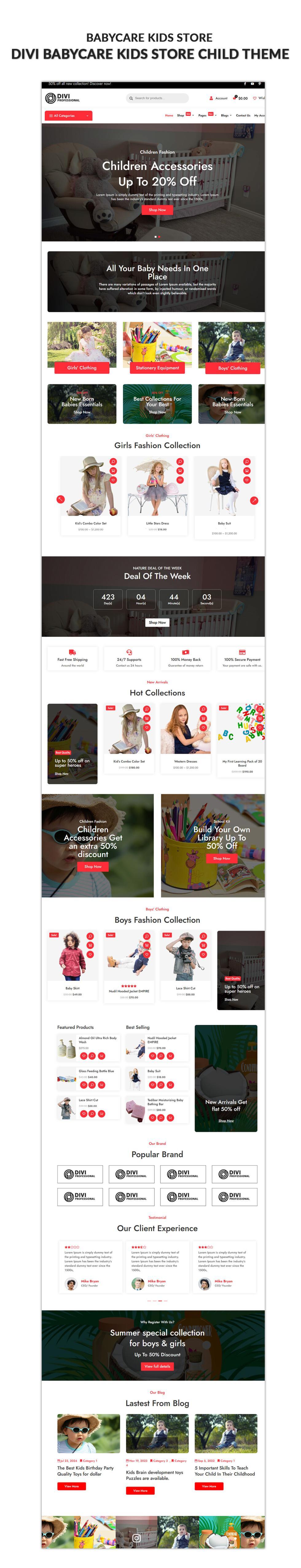 Divi Kids Store WooCommerce Theme - Divi Professional